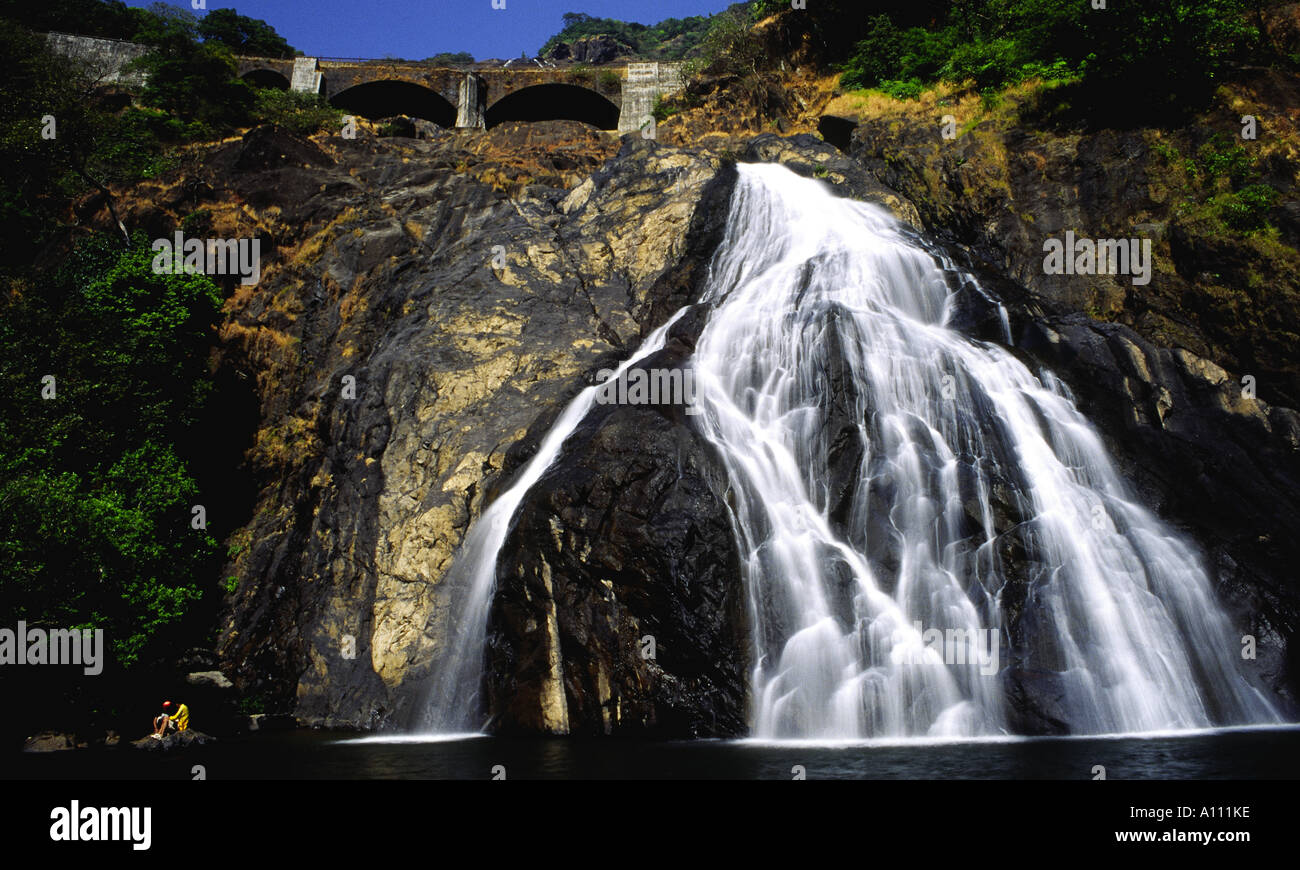View of the Dudhsagar Falls in East Goa South India Stock Photo - Alamy