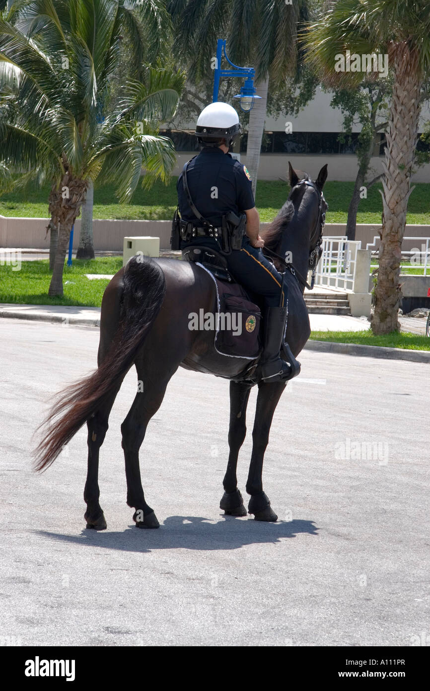 a mounted police officer of the City of Miami Police on their horse at ...