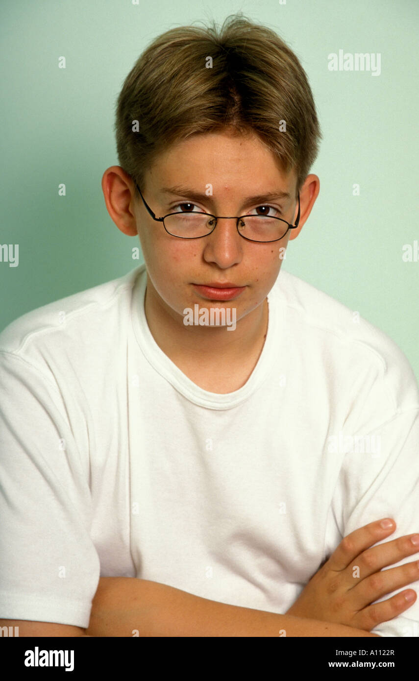 portrait teenage boy with glasses Stock Photo - Alamy