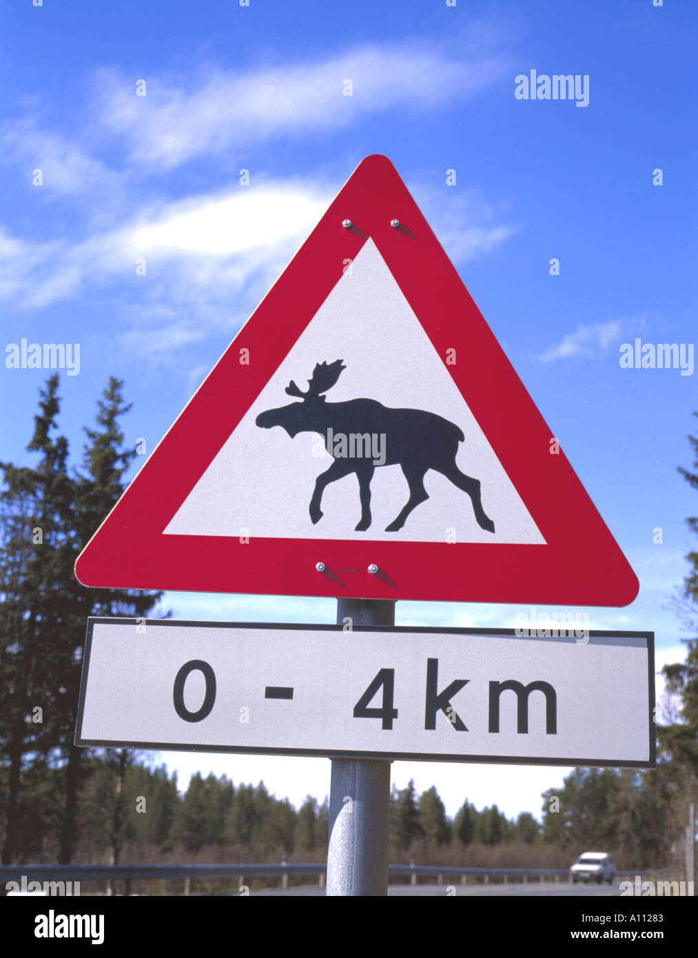 Elk road sign, Norway Stock Photo - Alamy