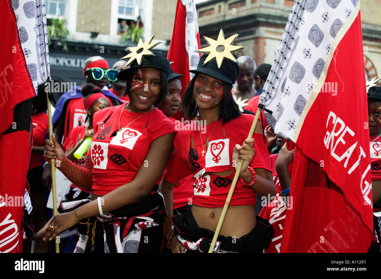 Teens at the Notting Hill Carnival parade, London, England, United ...