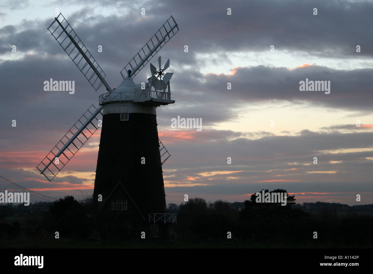 Windmill at Sunset Stock Photo - Alamy
