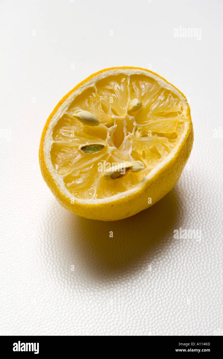 lemon, seeds, peel, pores, close up, white background, fruit, vitamins ...