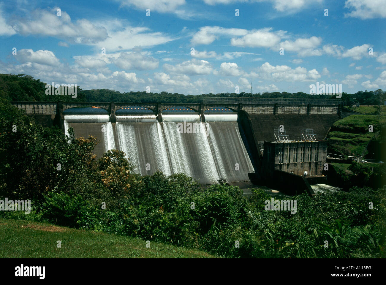 Detail of the Madden Dam over the river Chagres in the Panama canal ...