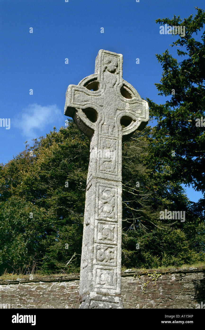 9th century stone cross the High Celtic Cross of Moone Stock Photo - Alamy