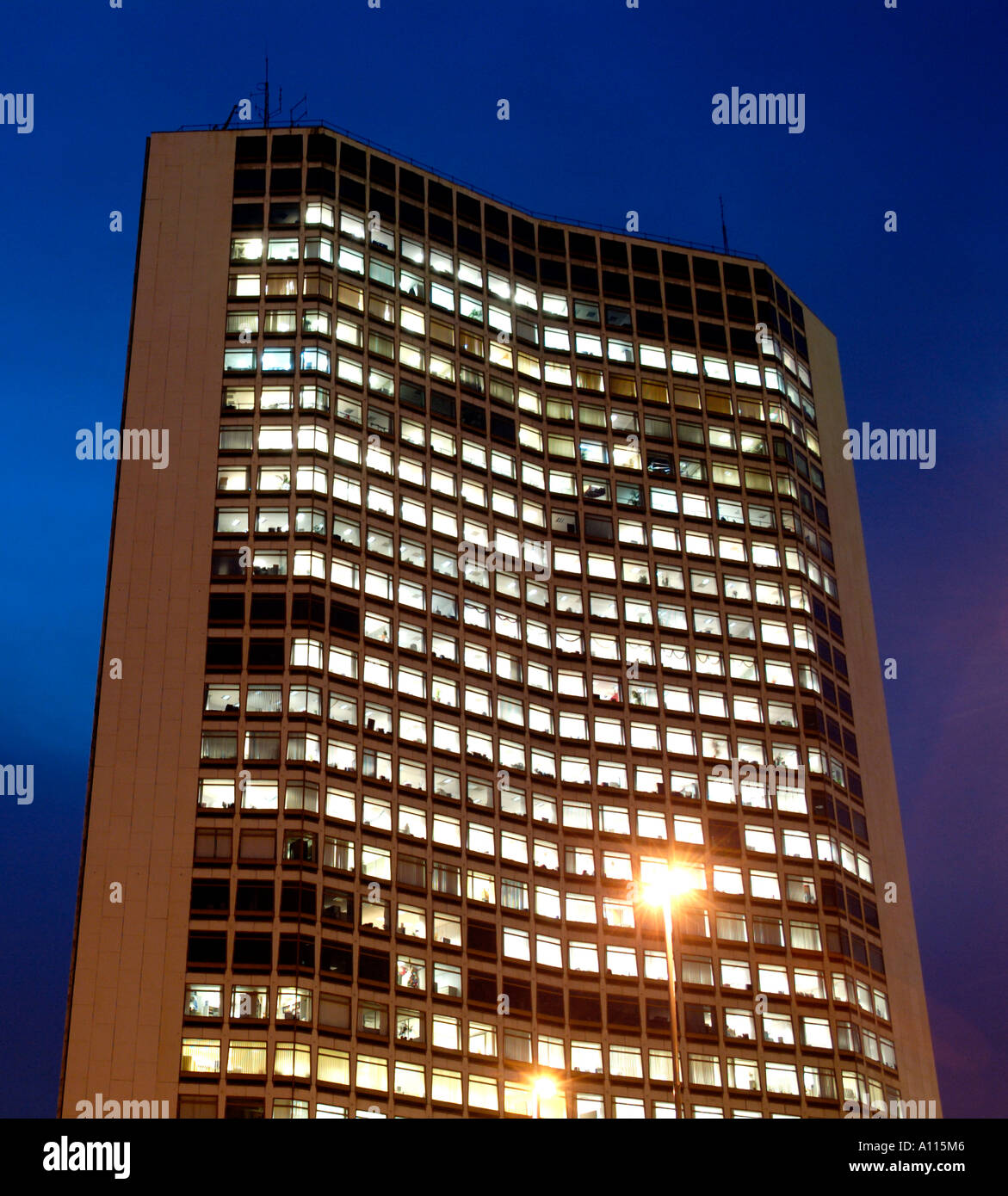 Alpha tower office block Birmingham U K in the evening Stock Photo - Alamy