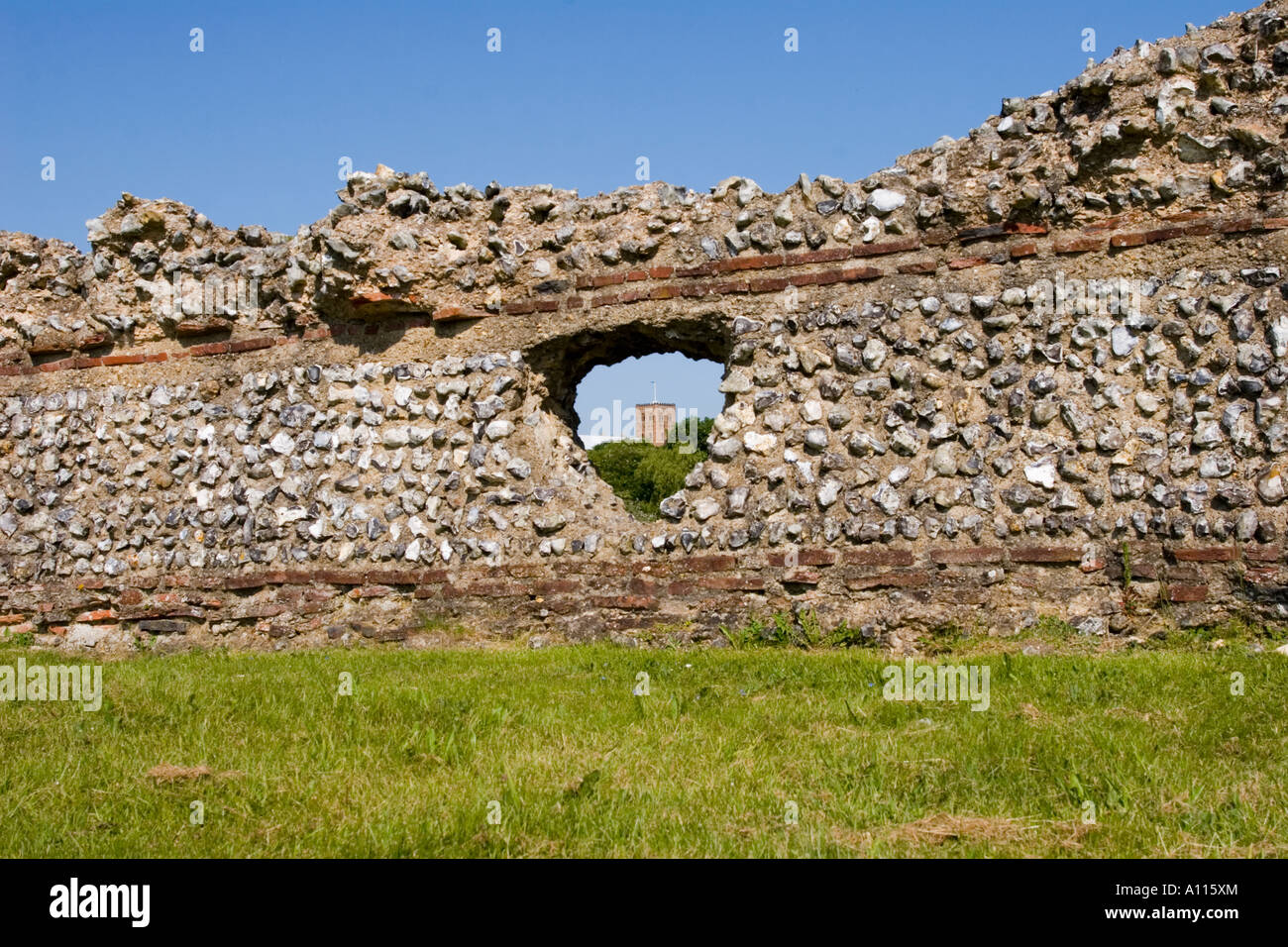Roman City wall - Verulamium Park - St Albans - Hertfordshire Stock ...
