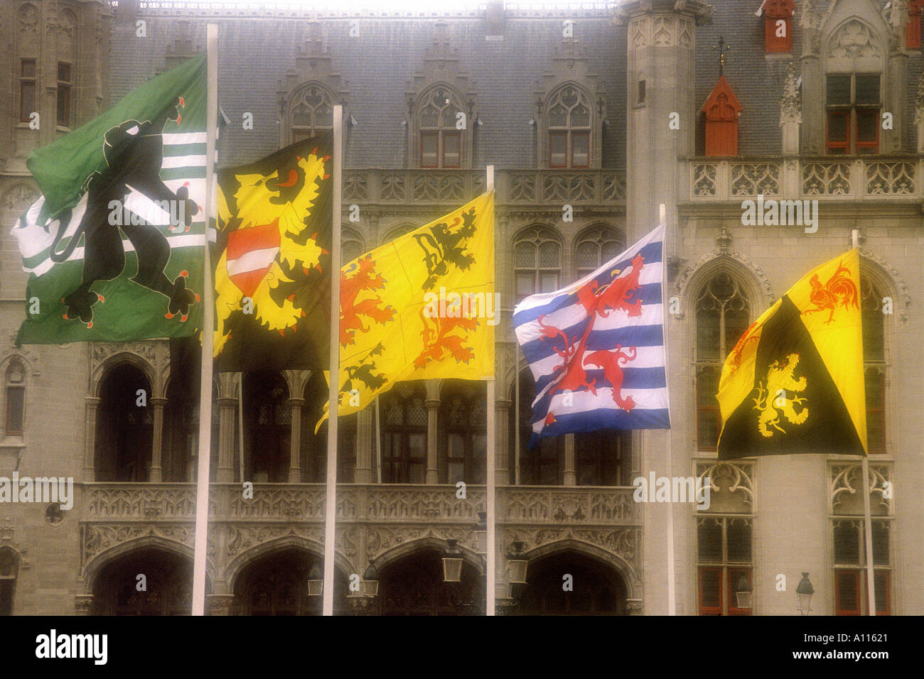 Flags Bruges Belgium Stock Photo - Alamy
