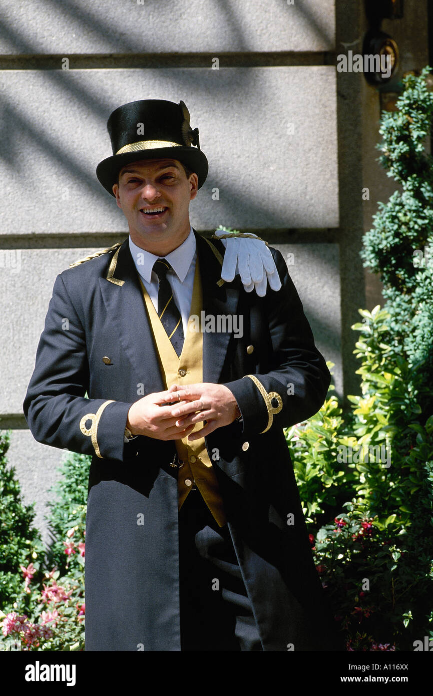 A doorman at the Ritz always ready to greet guests with a smile and a ...