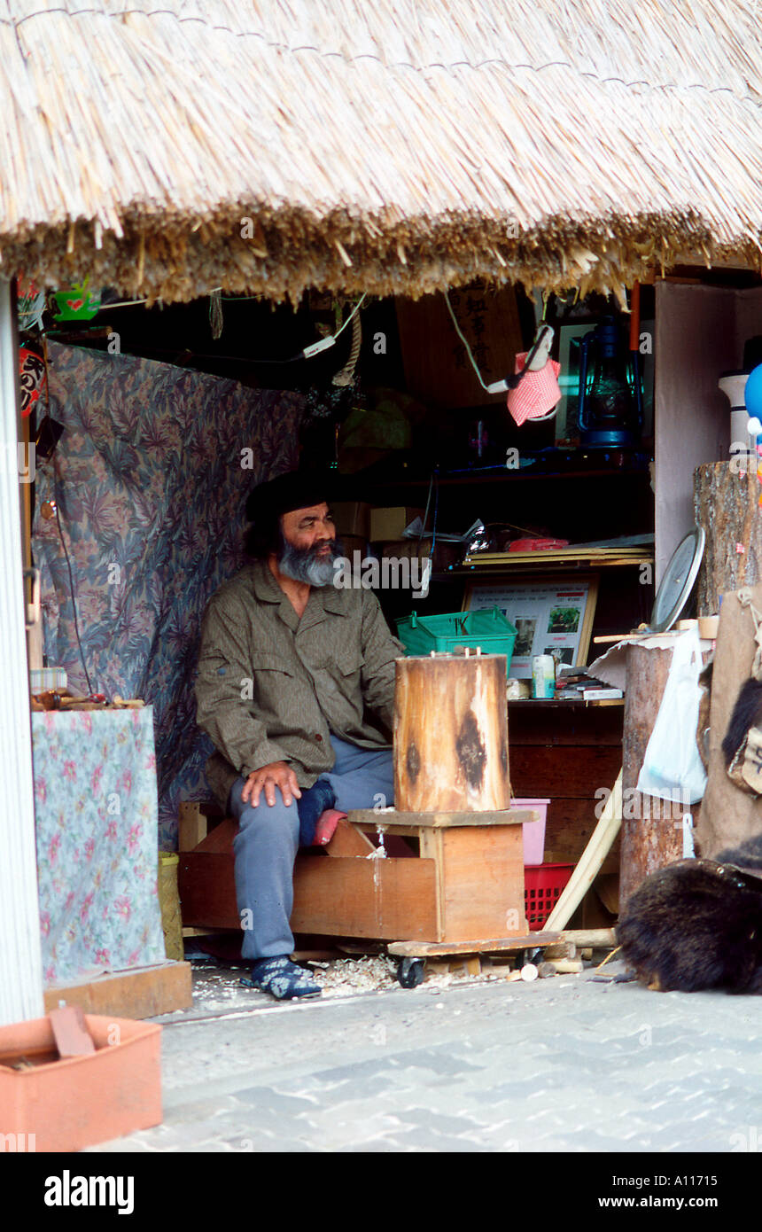 The chief Ainu of the Akan kotan village Akan National Park Hokkaido ...