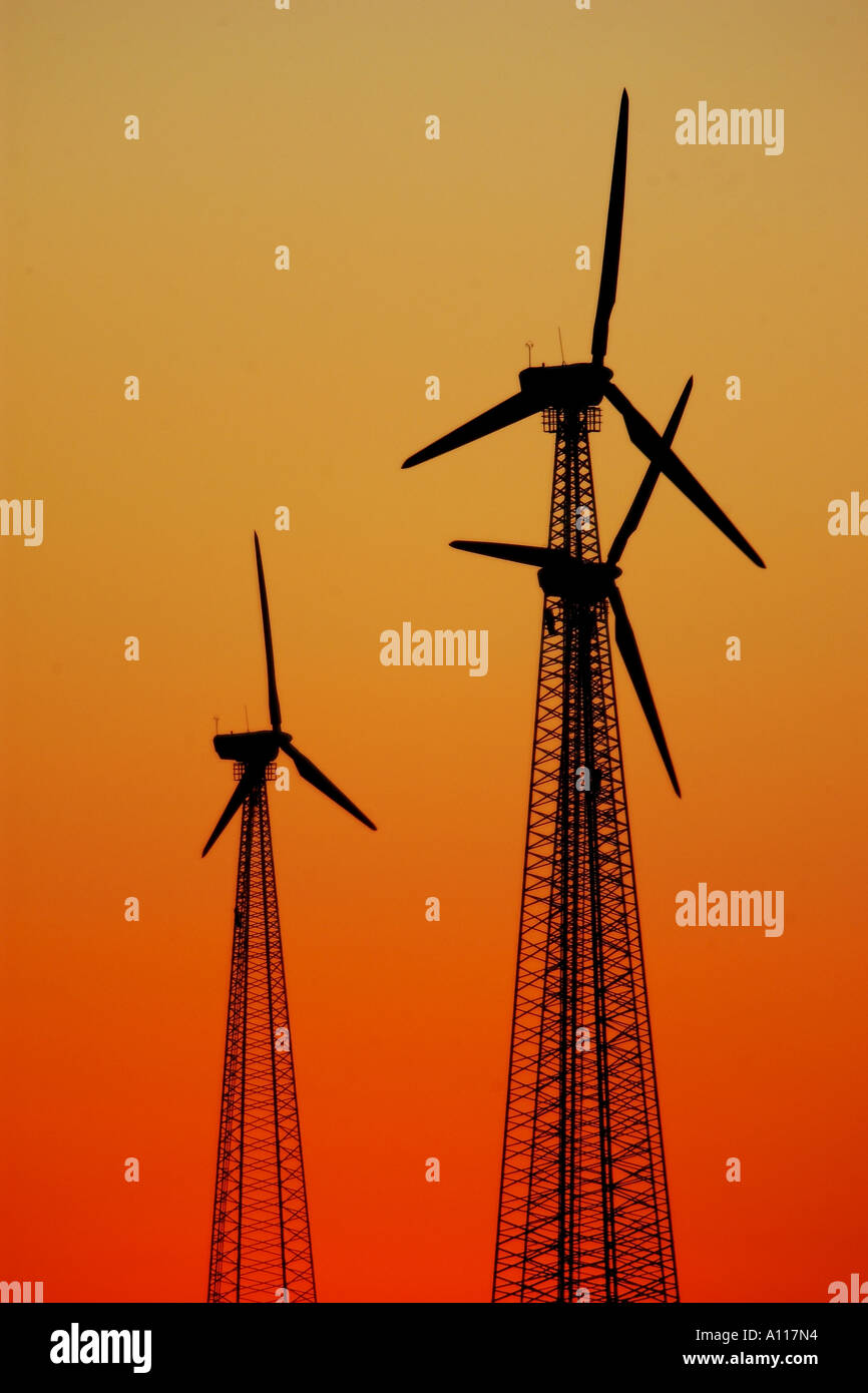 UGA75841 Sunset Colors Wind Mill Jaisalmer Rajasthan India Stock Photo ...