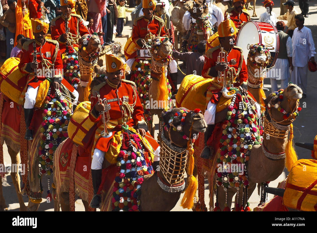 Camel procession, Desert Festival, Jaisalmer, Rajasthan, India, Asia ...