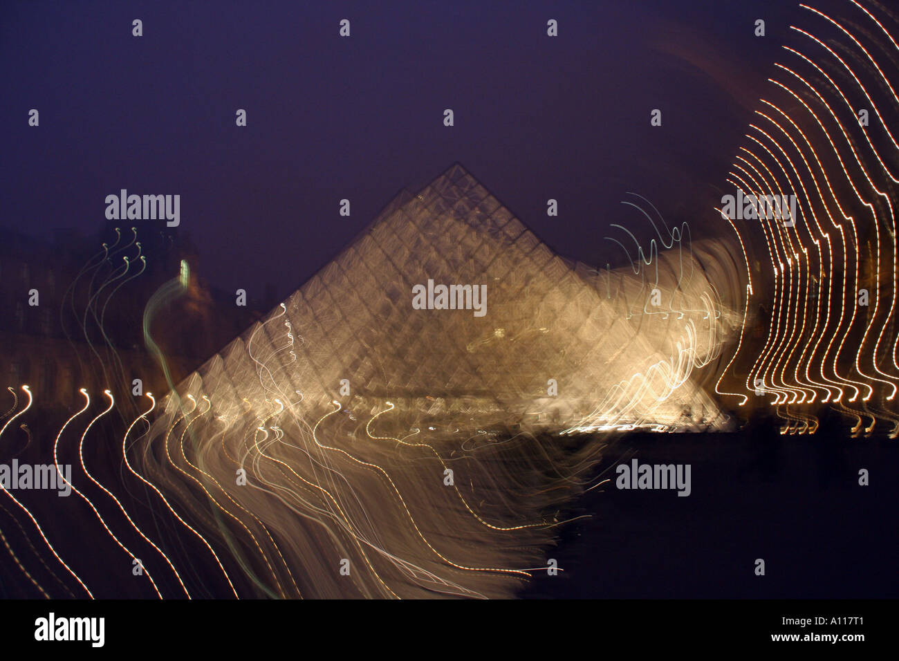 a camera effect used to take a shot of la pyramide du louvre paris ...