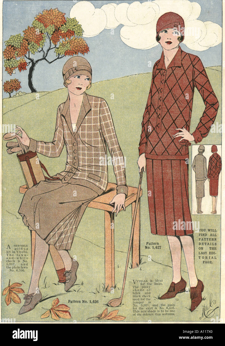 Golf costume patterns for ladies 1925 Stock Photo - Alamy