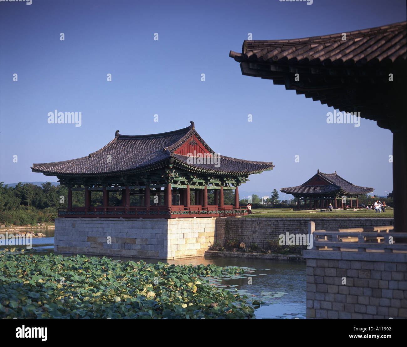 Anapchi Pond, reconstructed site of Royal Palace, Kyongju Stock Photo ...