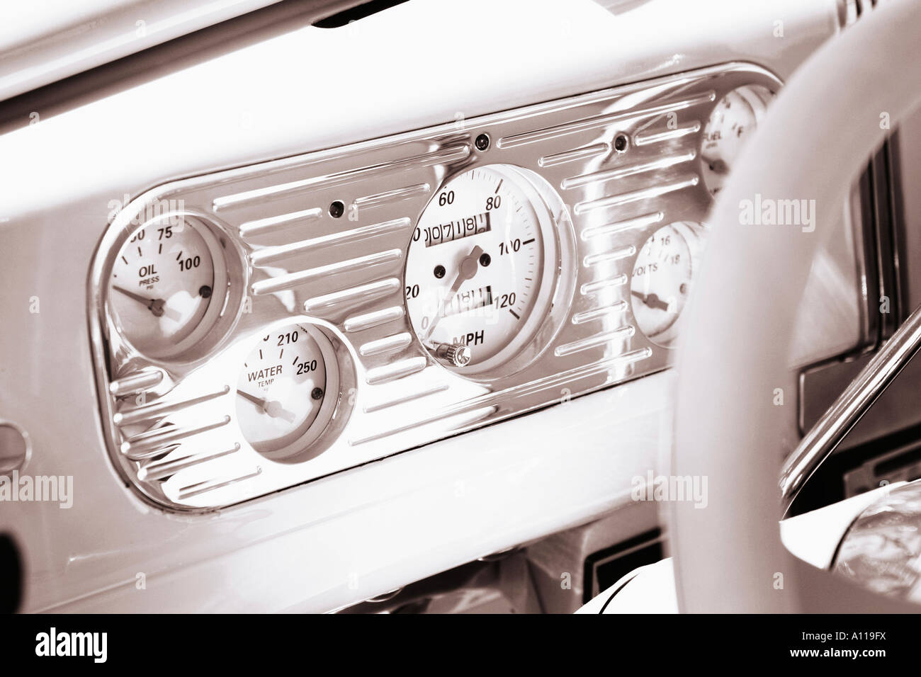 Antique car dash Stock Photo - Alamy