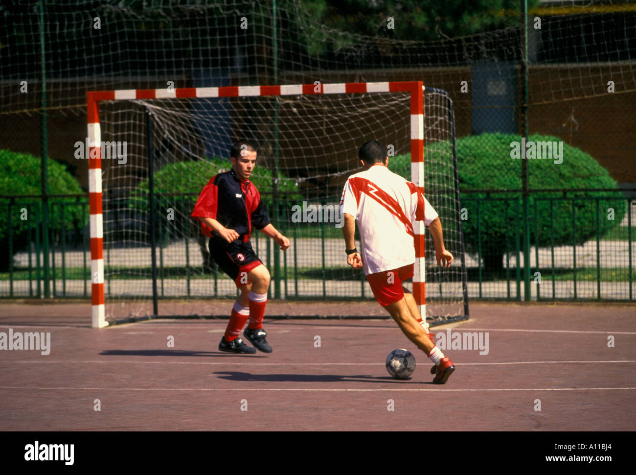 Spaniards, Spanish students, soccer players, playing soccer, campus ...