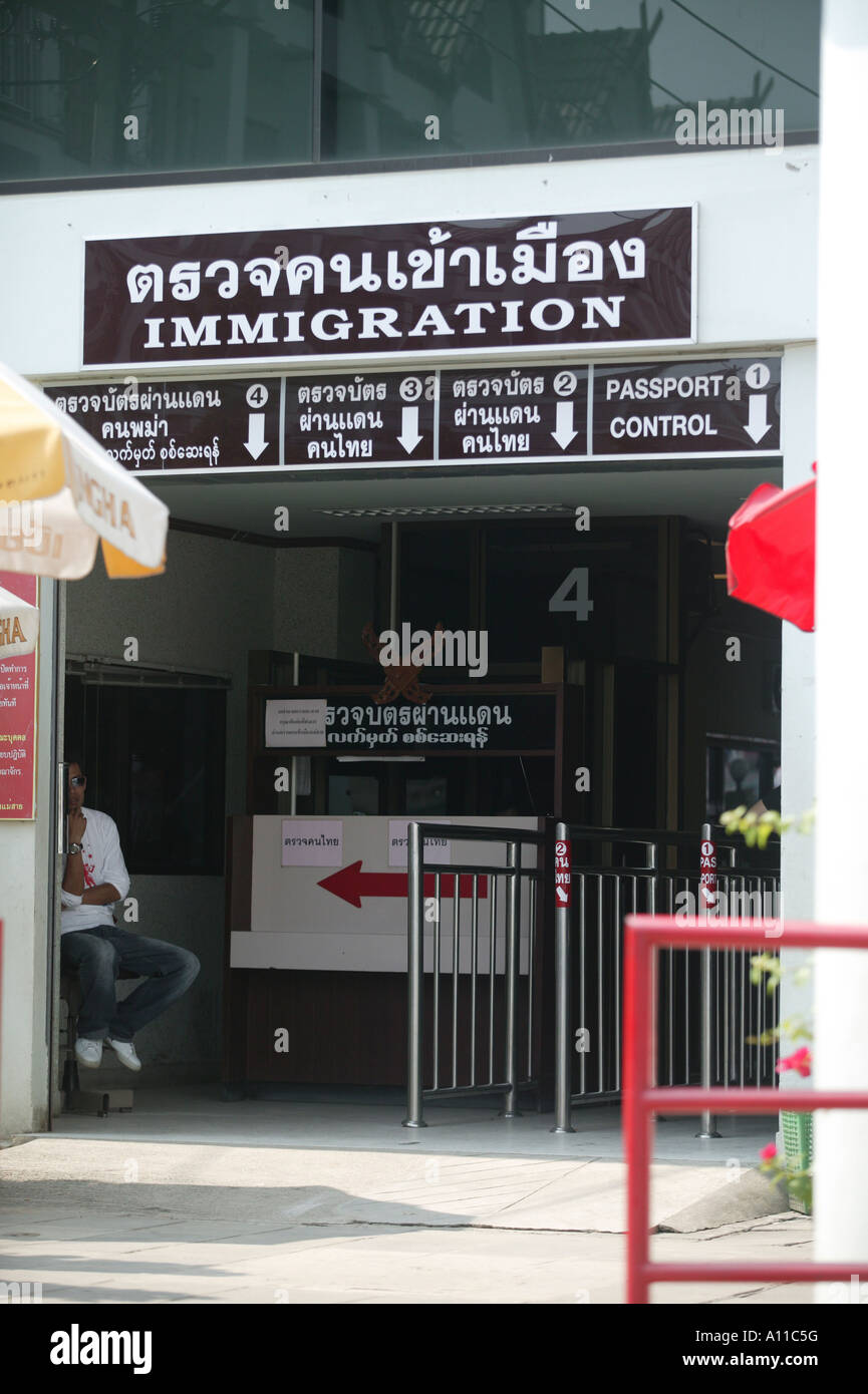 Entrance to Immigration building at the Thai Burmese border in Mai Sai ...