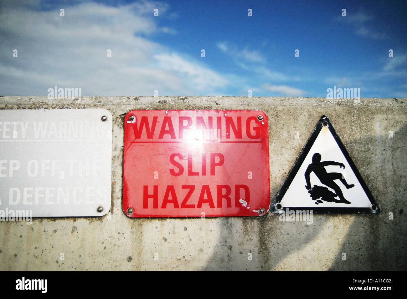 warning sign danger hazard fall injury Stock Photo - Alamy