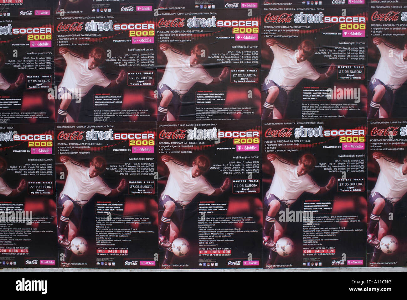 Posters for a street soccer competition Split Stock Photo - Alamy