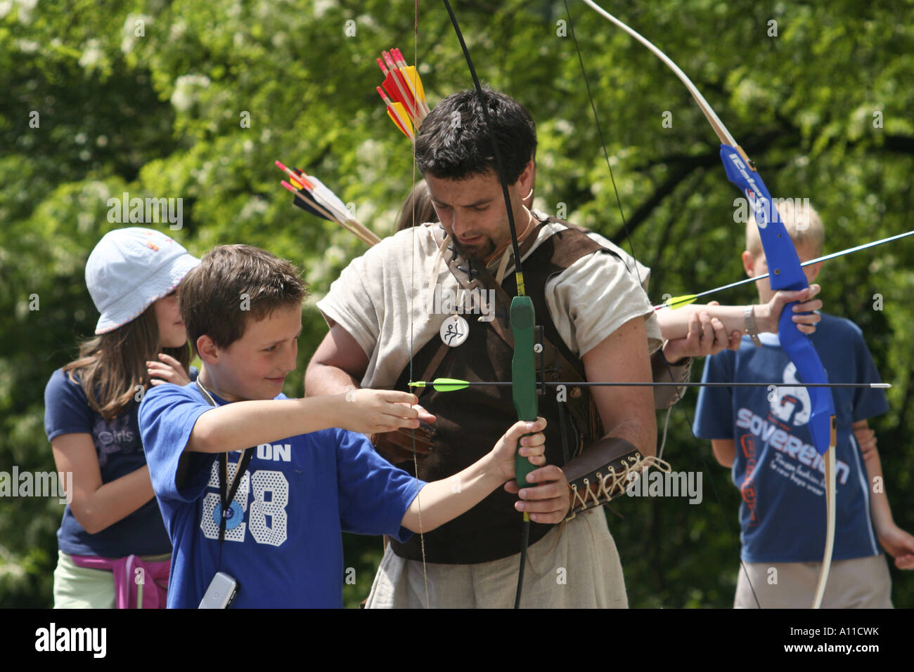 Archery lesson at Dubovac Castle Karlovac Stock Photo - Alamy