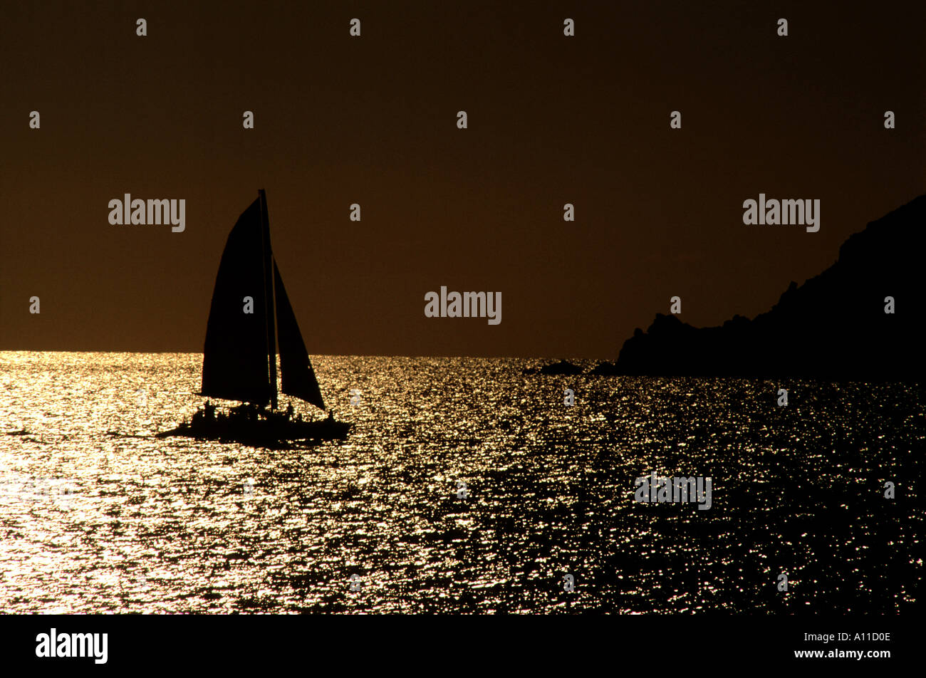Sunset sail in the Caribbean Stock Photo - Alamy