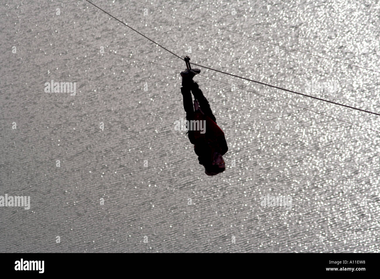 Inverted on the Flying Fox at the Great Wall of China Stock Photo - Alamy