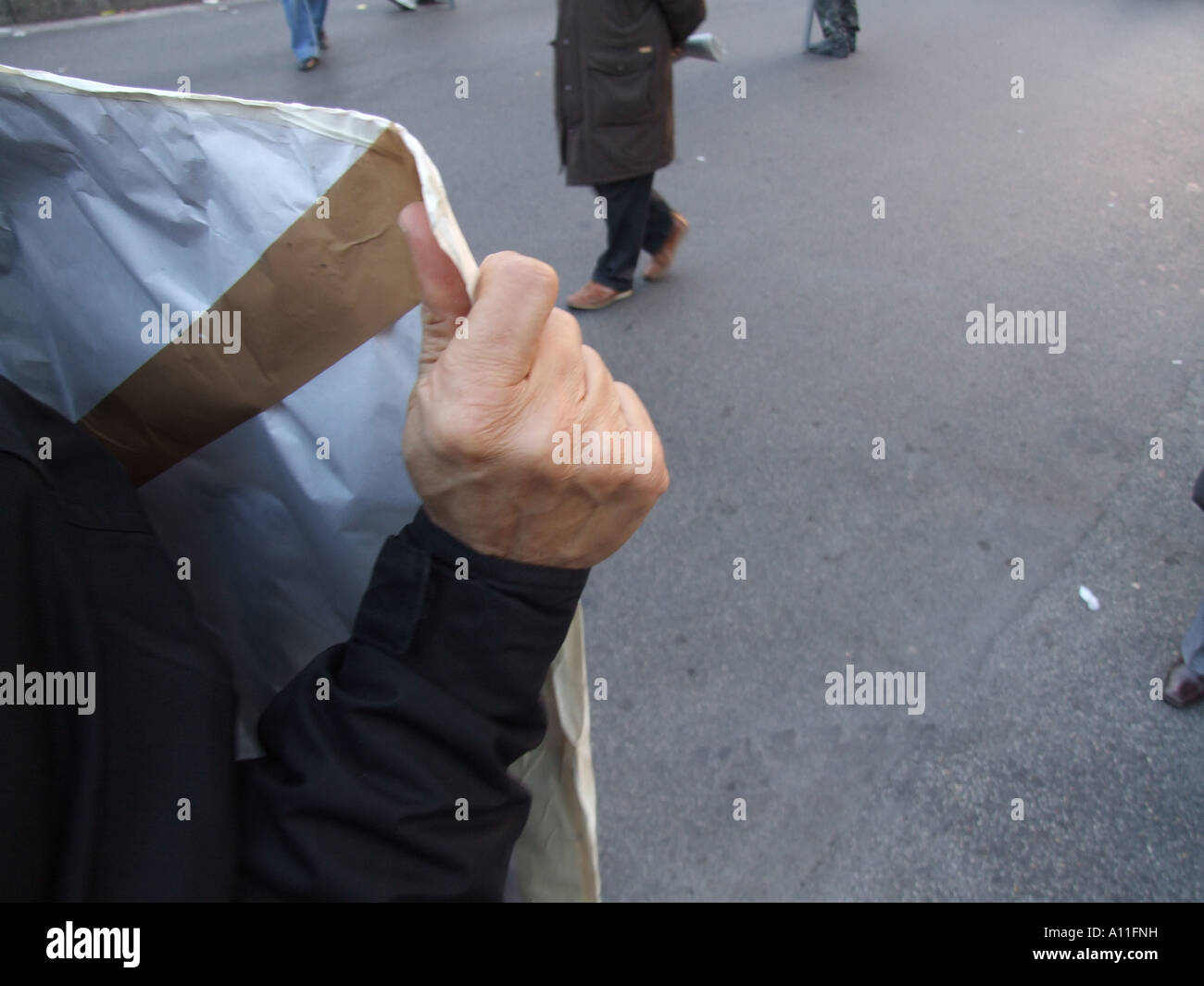 person demonstrating at a rally Stock Photo - Alamy