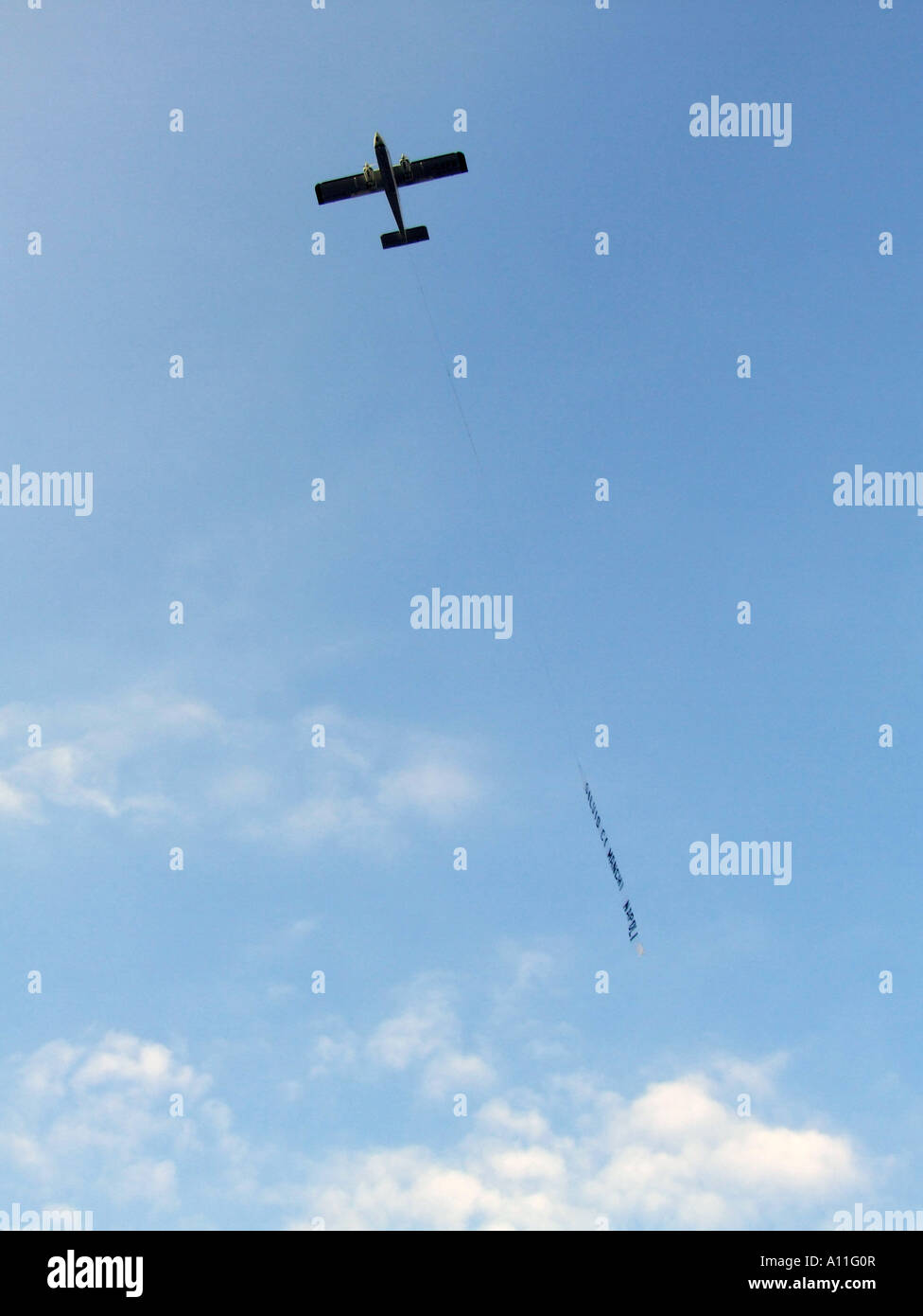 plane with advertising message banner Stock Photo - Alamy