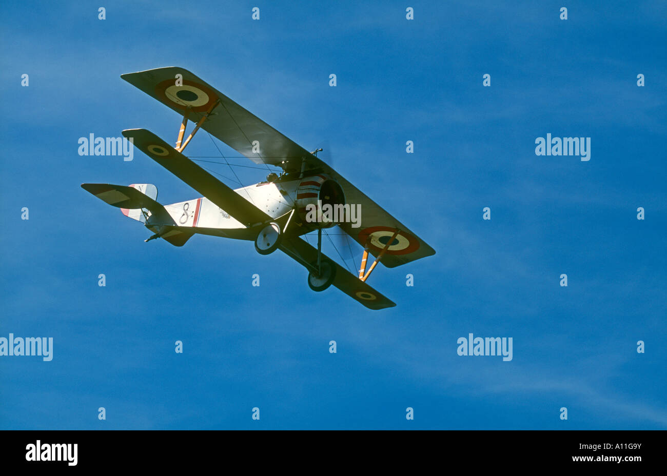 Nieuport 17 Scout replica N1653 in flight at Breighton Airfield Stock ...