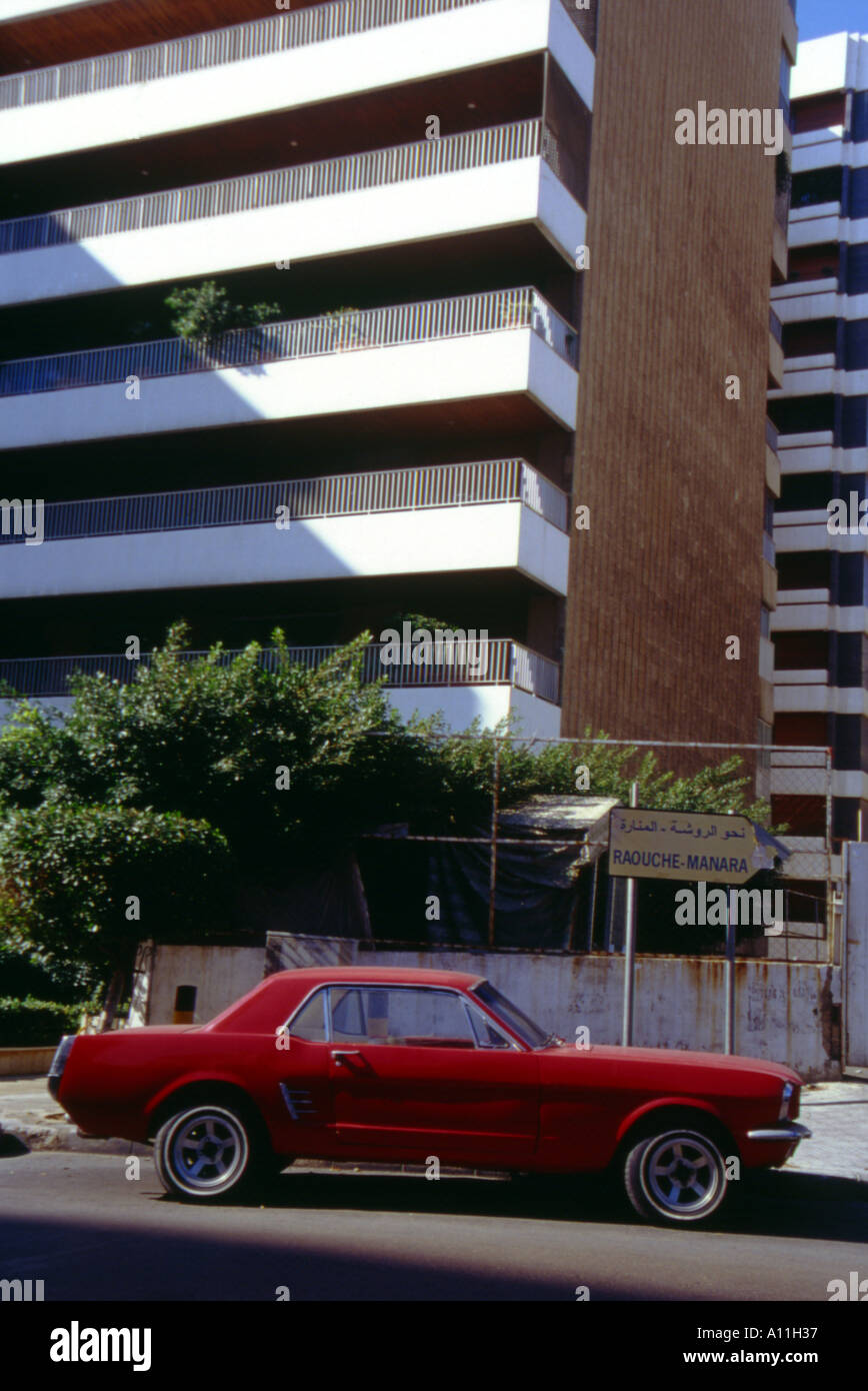 ford mustang red classic car beirut Stock Photo - Alamy