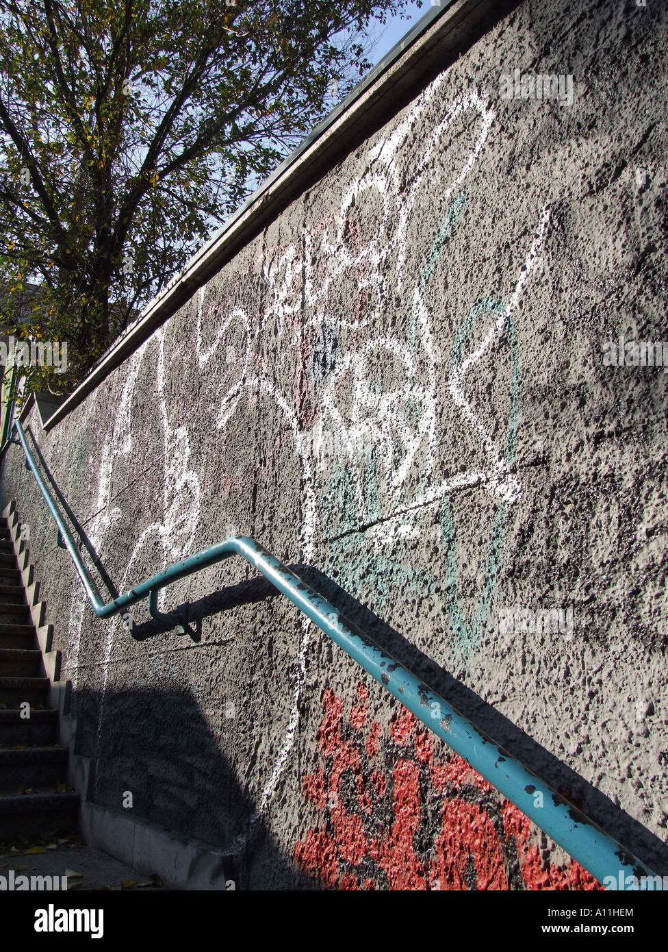 graffiti painted on subway entrance exit wall Stock Photo - Alamy