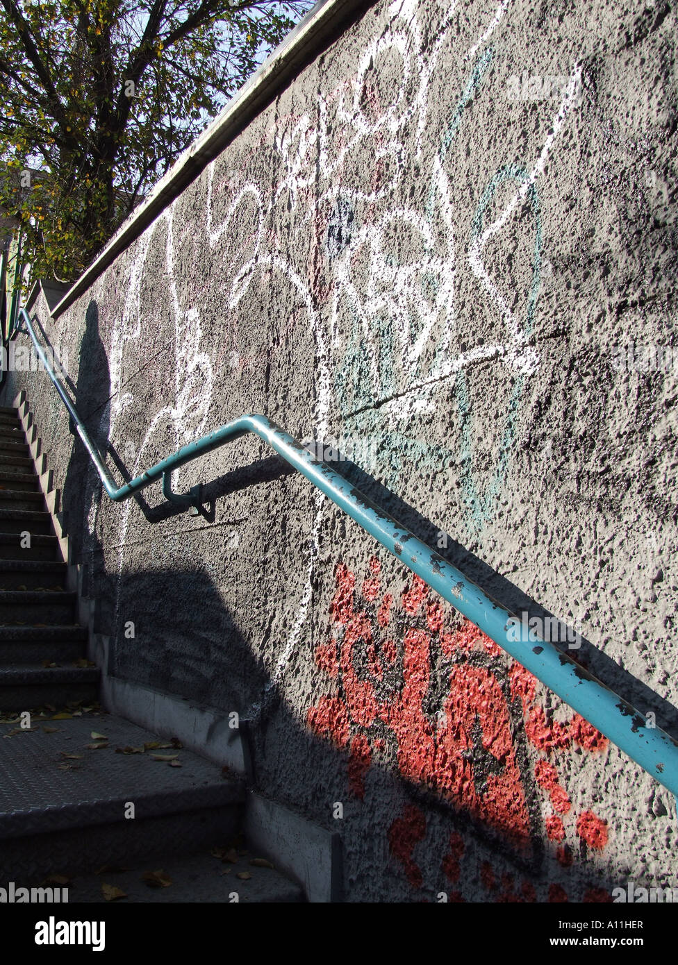 graffiti painted on subway entrance exit wall Stock Photo - Alamy