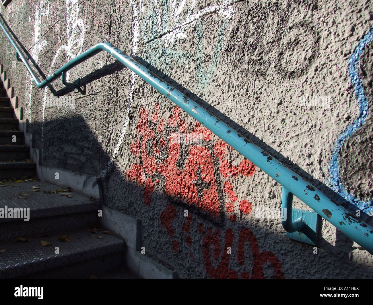 graffiti painted on subway entrance exit wall Stock Photo - Alamy