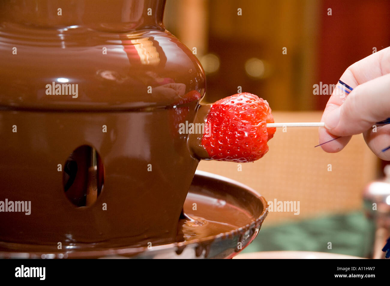 Strawberries And Chocolate Fountain