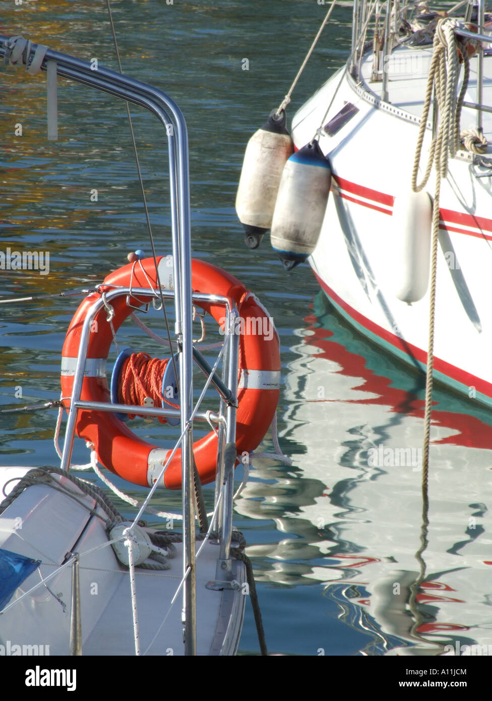 orange life saving rubber ring in sea Stock Photo - Alamy
