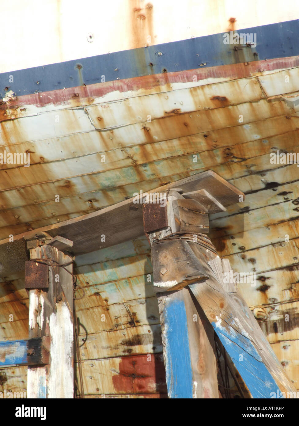 old ship hull in dry dock Stock Photo - Alamy