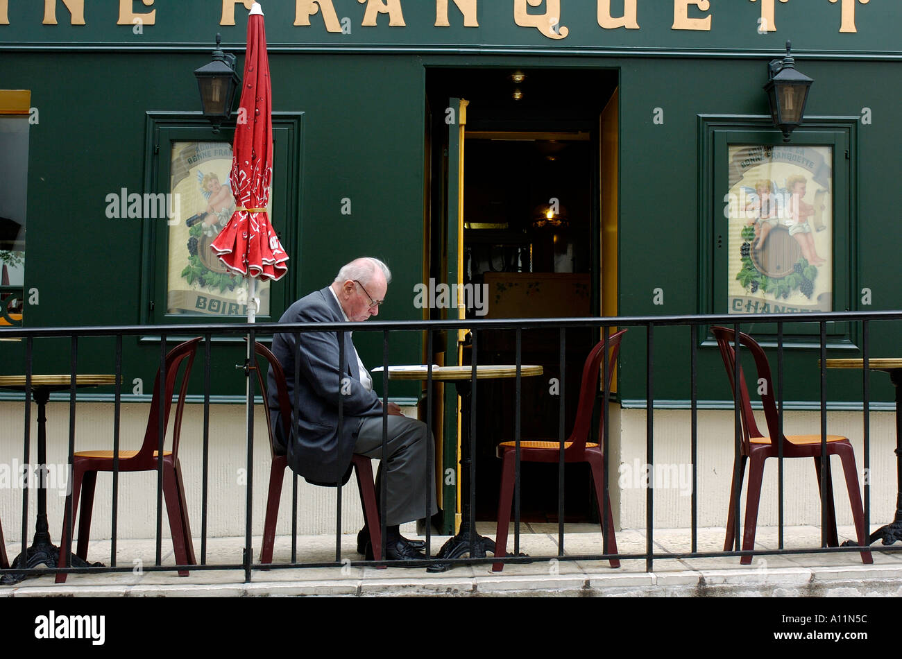 Old man at street cafe Stock Photo - Alamy