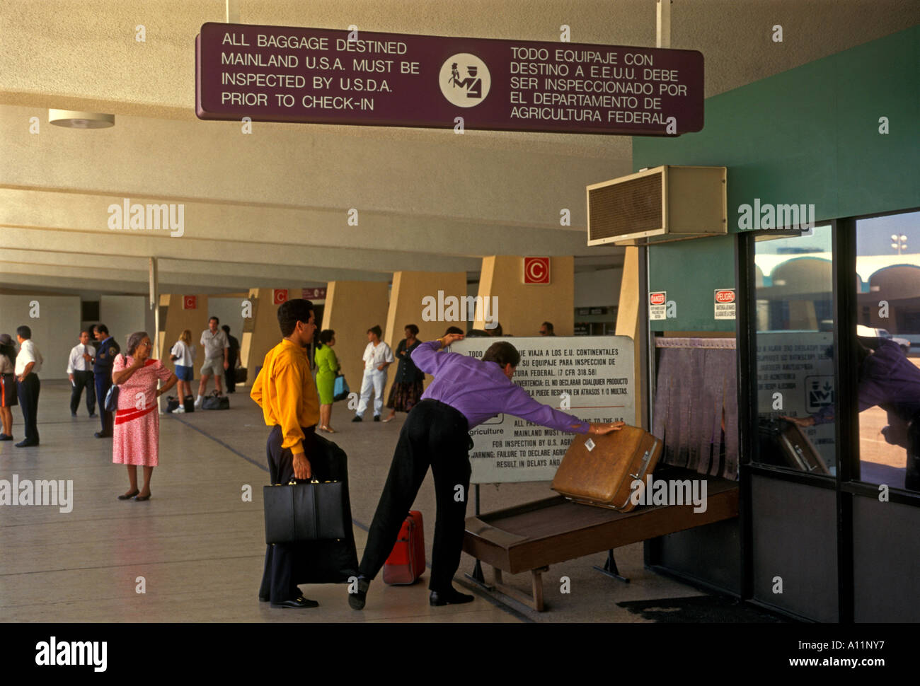 airline passengers, passengers, baggage inspection, security control ...