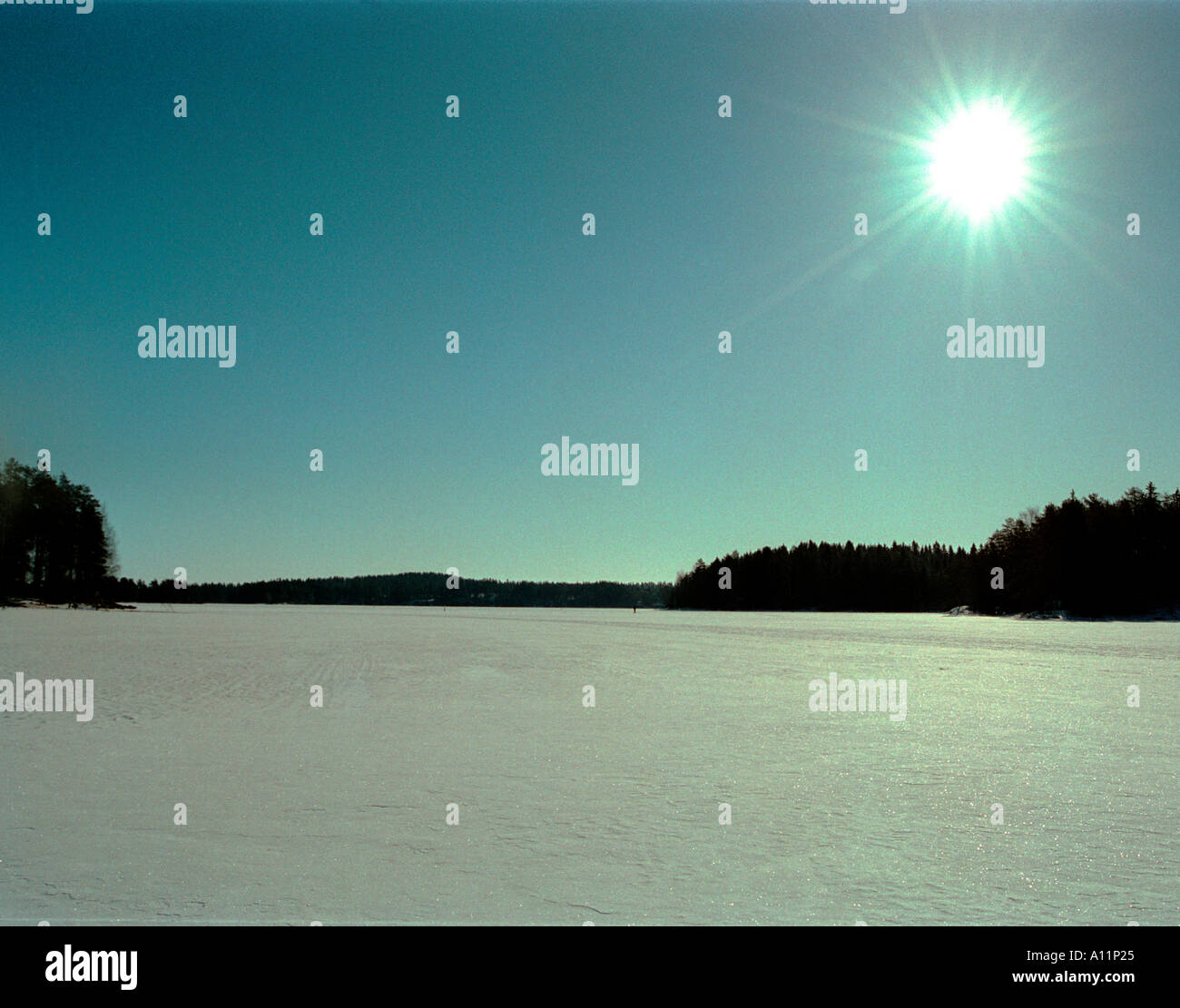 Frozen lake in Northen Finalnd Stock Photo - Alamy