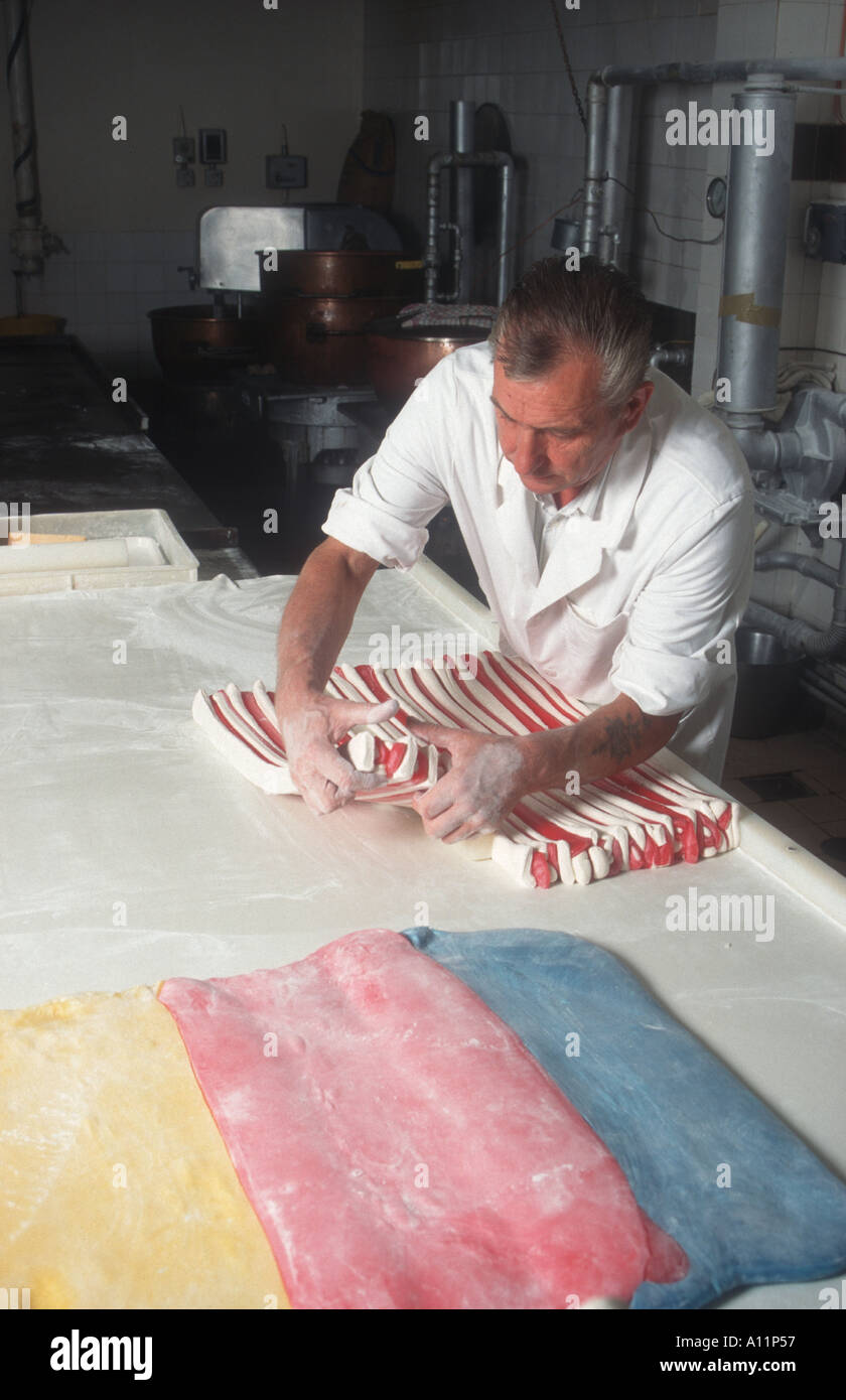 Rock / candy production in English sweet factory Stock Photo - Alamy