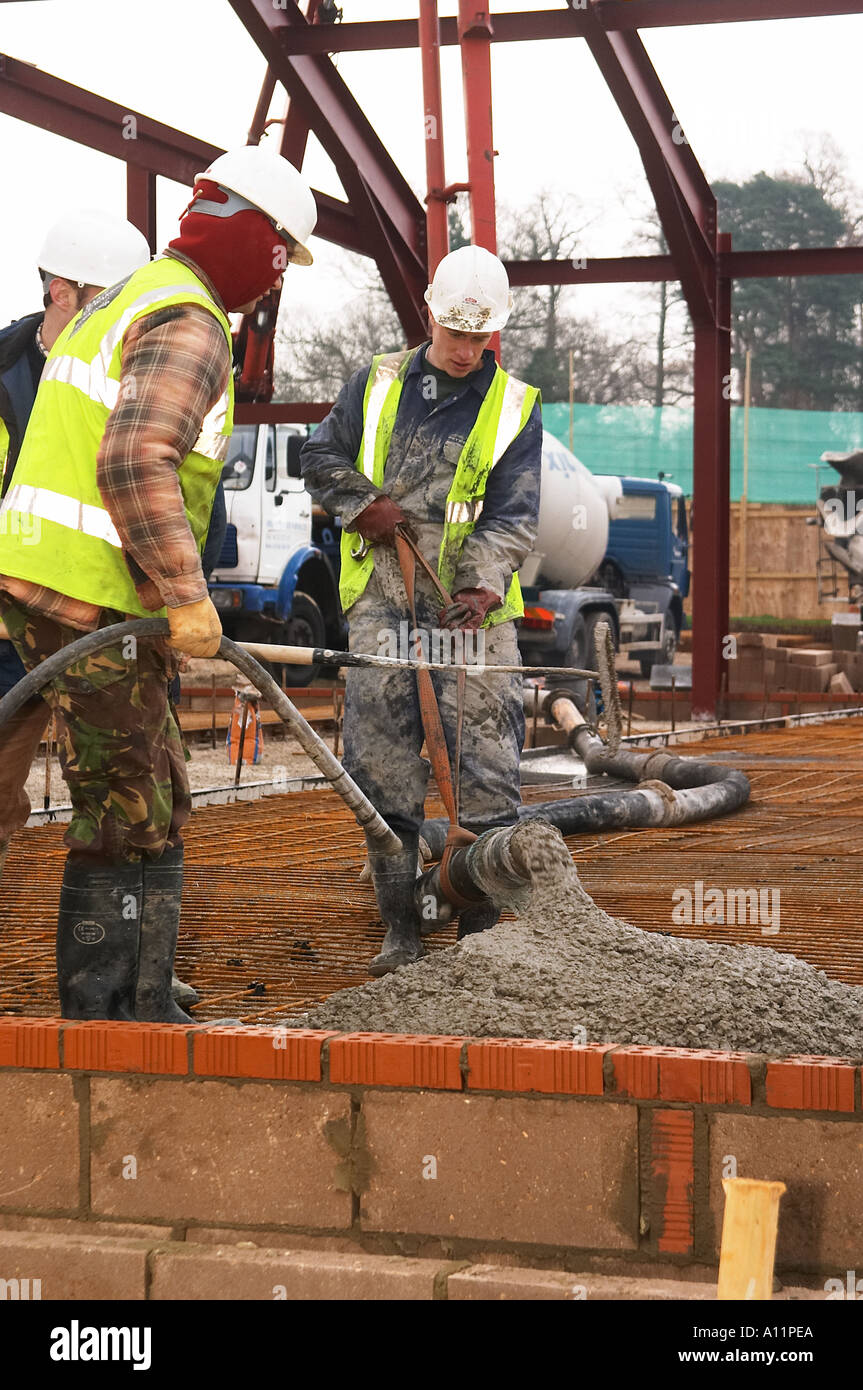 Groundwork specialists laying the concrete floor to a new church ...
