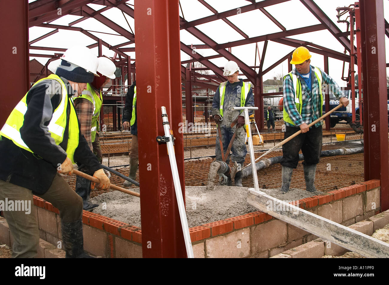 Groundwork specialists laying the concrete floor to a new church ...
