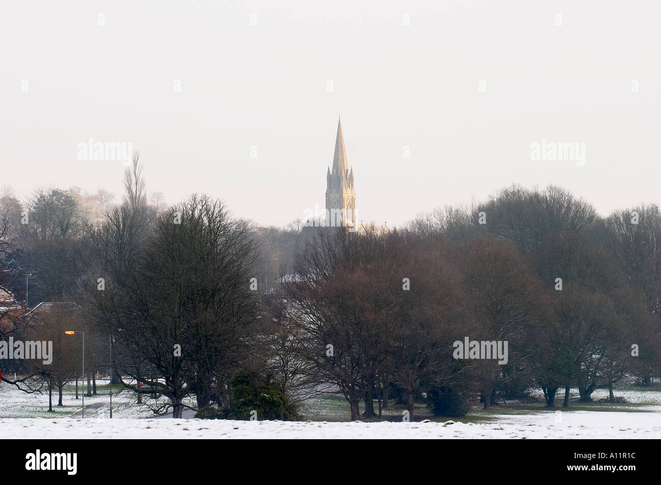 Snow falls in Redhill Surrey Photograph Malcolm Case Green Stock Photo ...