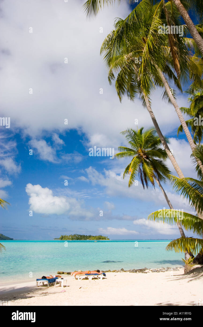 People sunbathing, Bora Bora Lagoon, French Polynesia Stock Photo - Alamy