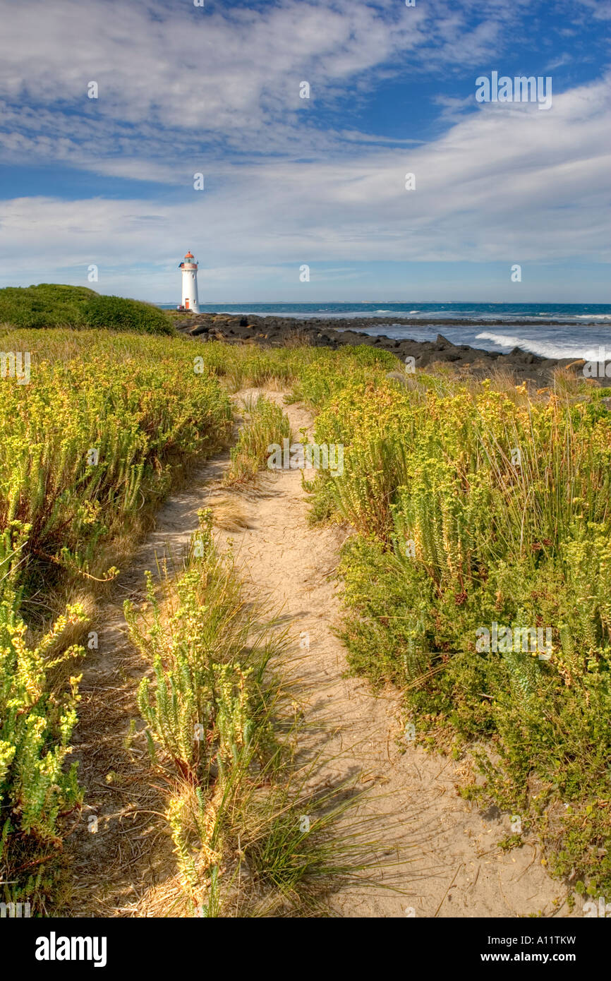 Path to lighthouse on Griffiths Island Victoria Australia Stock Photo ...