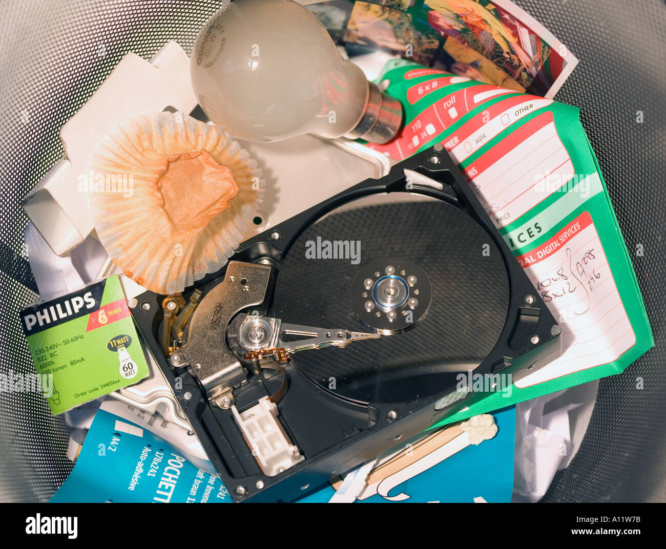 Hard disk drive from a computer in a waste bin Stock Photo - Alamy