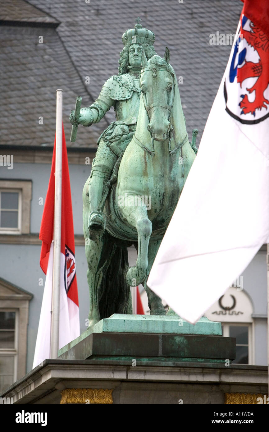 Jan Wellem Equestrian Statue in the old town market place Dusseldorf ...