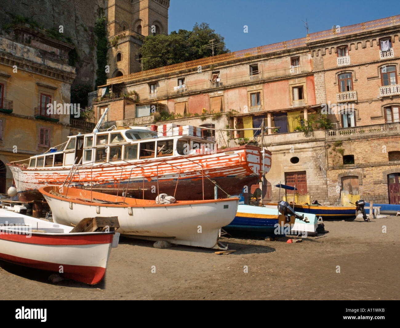 Slipway beach on the corner of Via Marina Piccola overlooked by the ...
