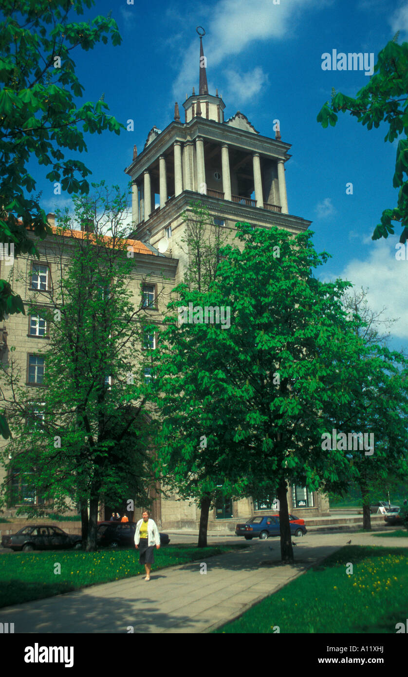 Stalinist era apartment block by the River Neris in Vilnius, Lithuania ...